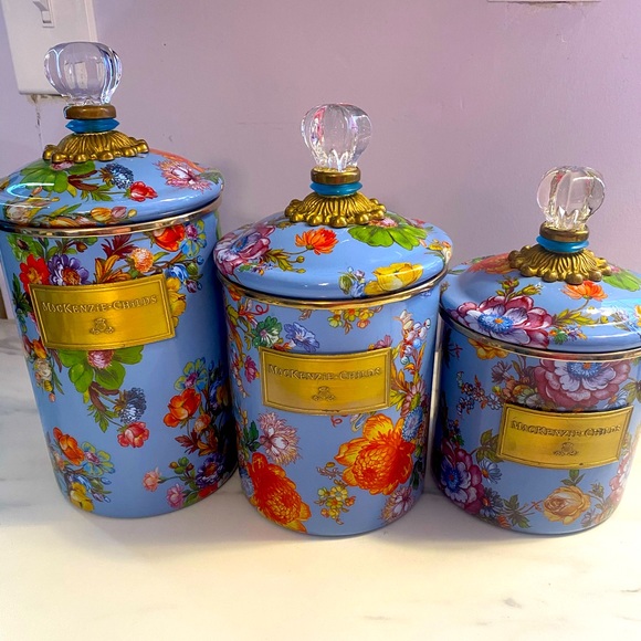 MacKenzie-Childs | Kitchen | Mackenzie Childs 3pc Flower Market Blue ...